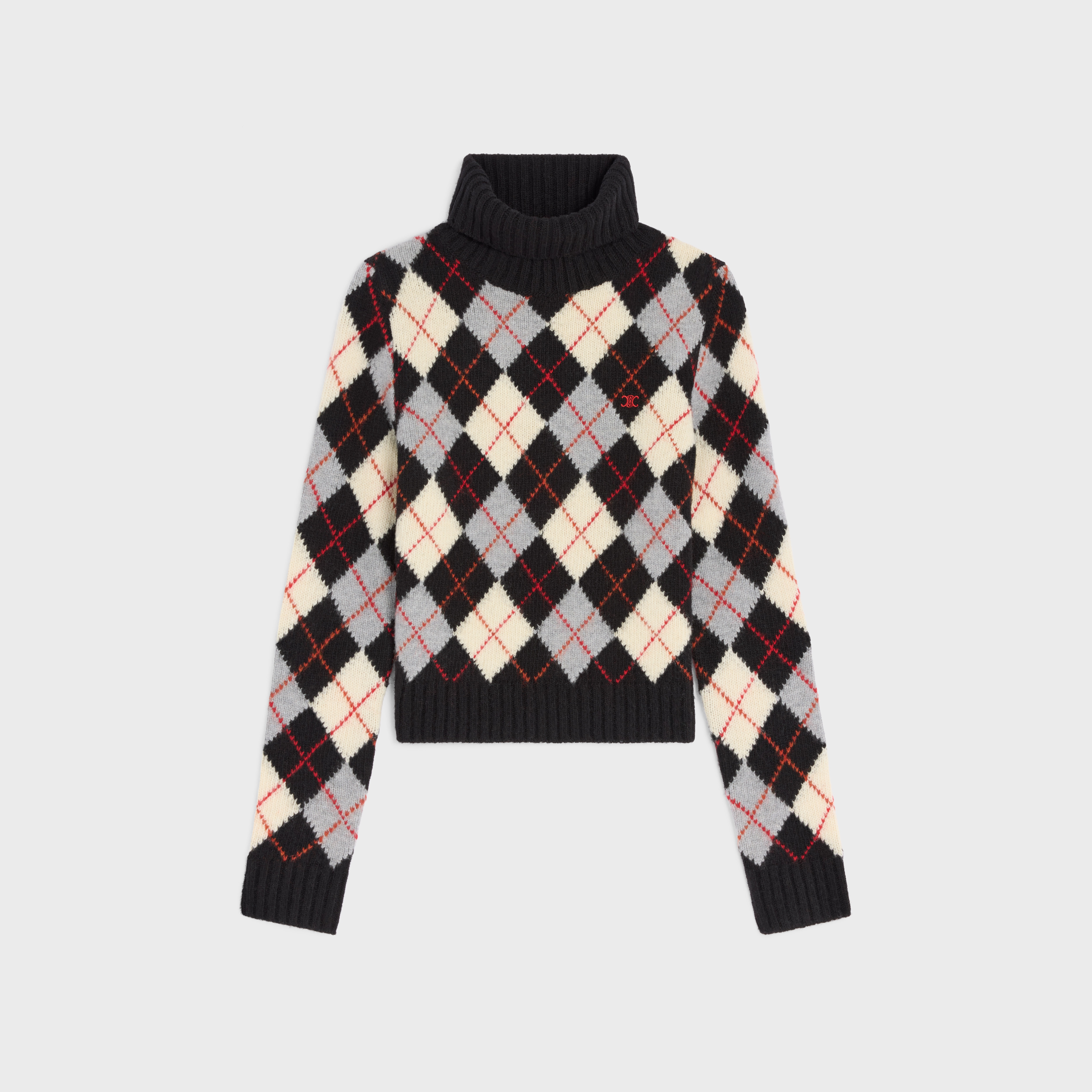PULL COL ROULÉ LAINE ARGYLE - | CELINE